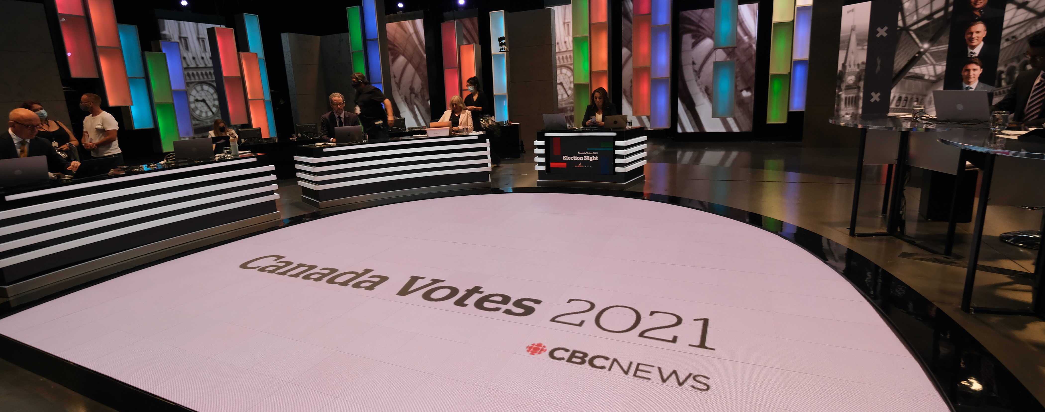 Canada Votes 2021 Ottawa Studio with reporters sitting at their desks