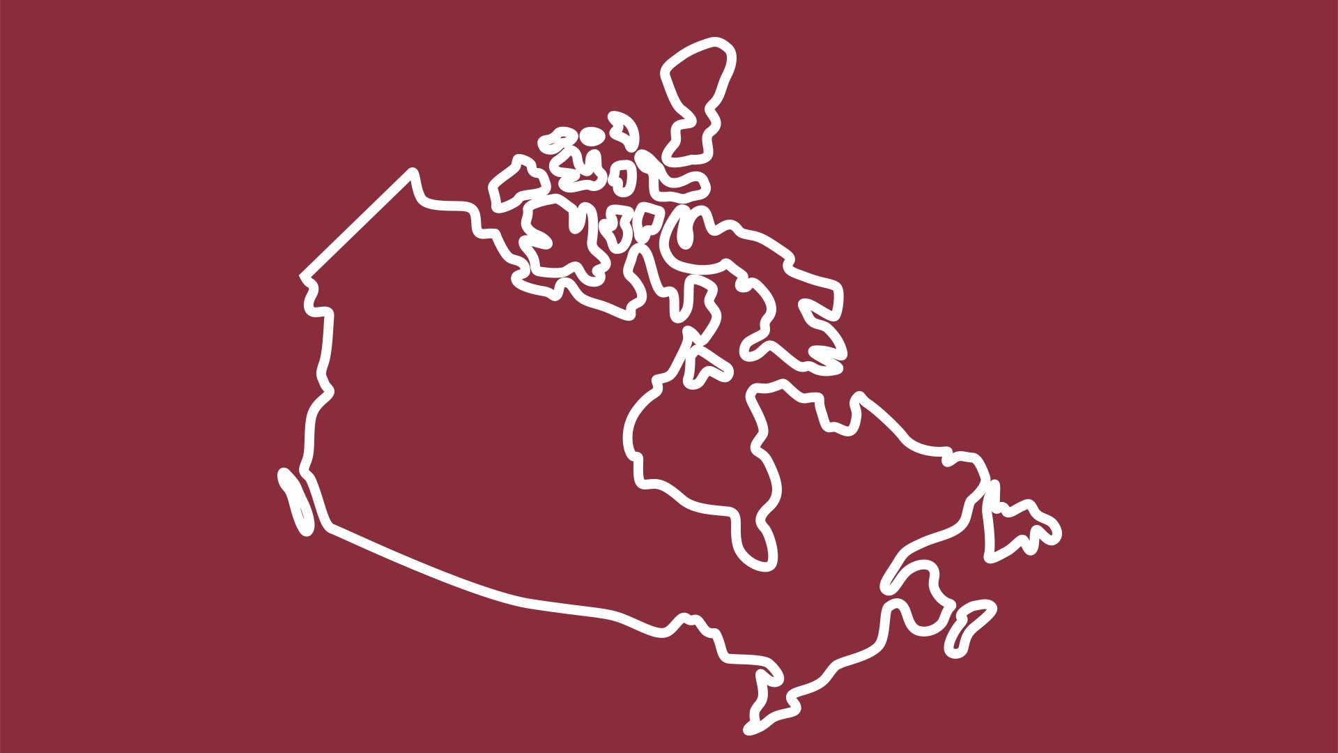 A Canada map icon on a red background.