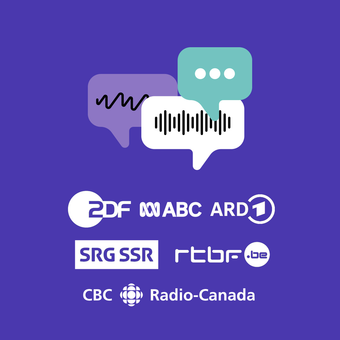 Colorful promotional image featuring the logos of CBC/Radio-Canada's partners: RTBF (Belgium ...