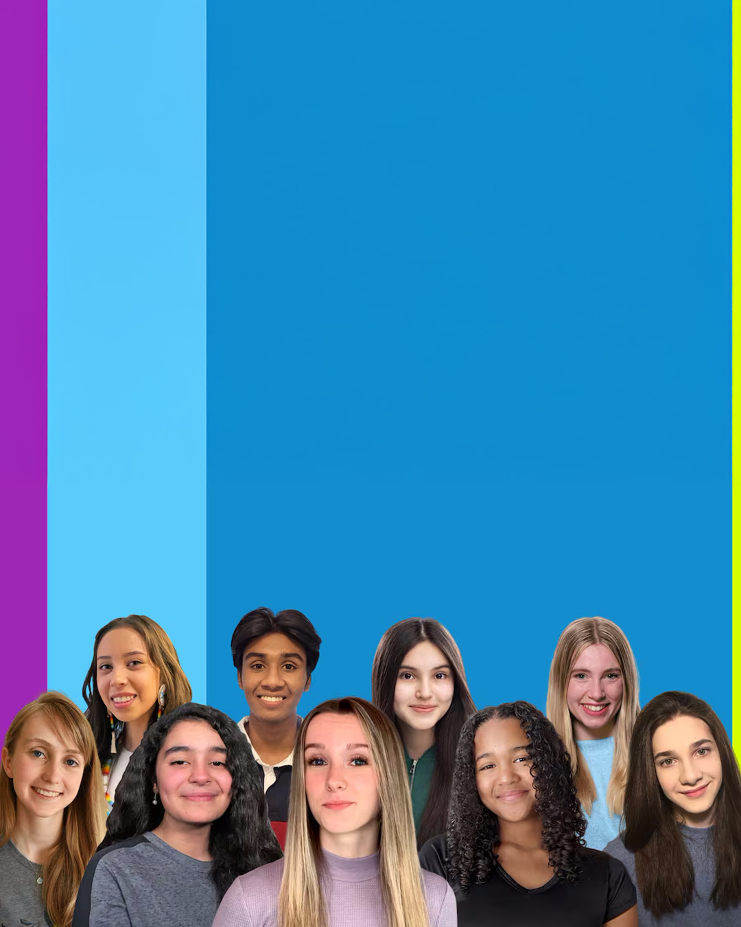 Neuf jeunes reporters de CBC News.