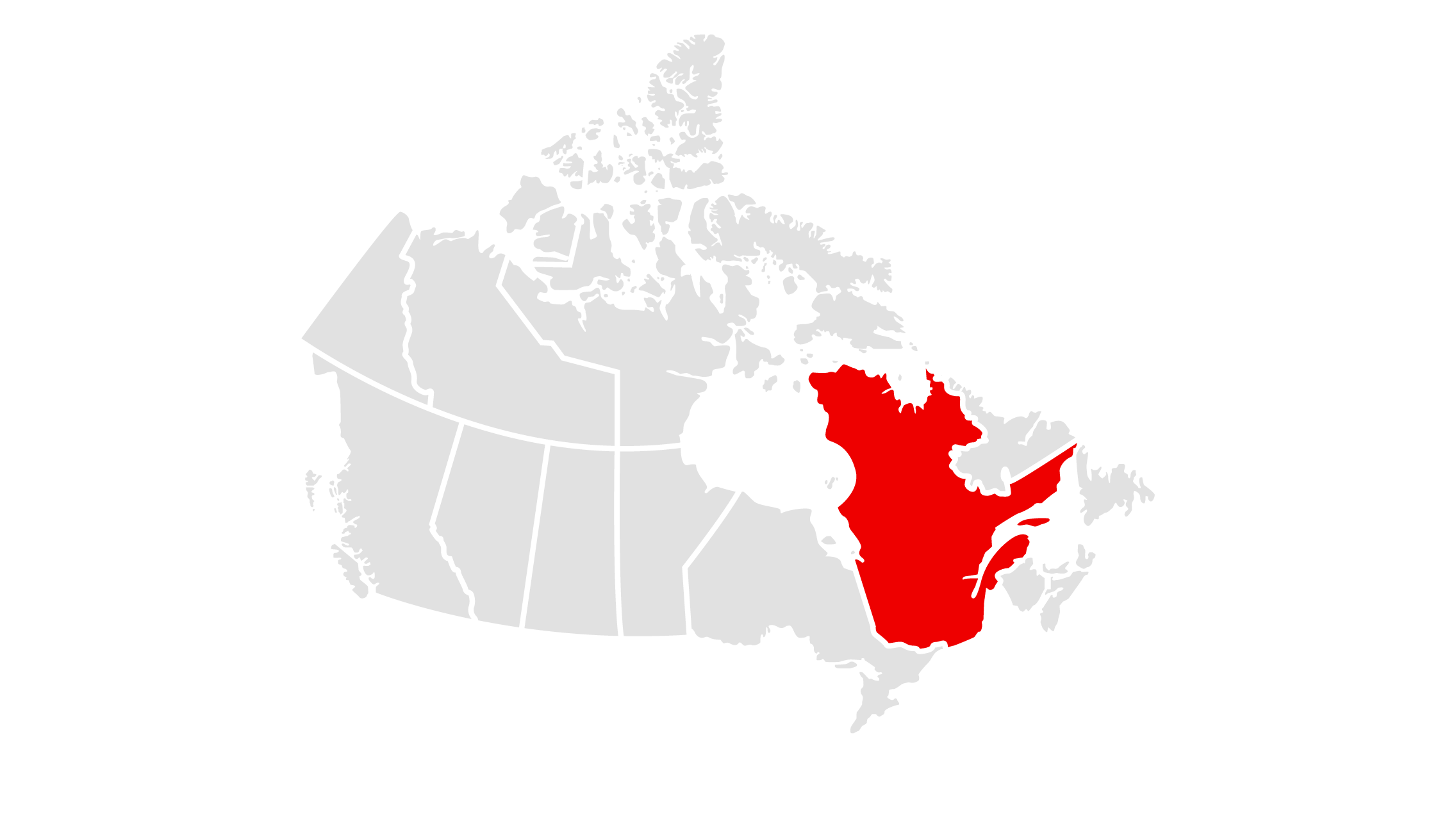 The outline of the map of Canada, with the province of Quebec shown in ...