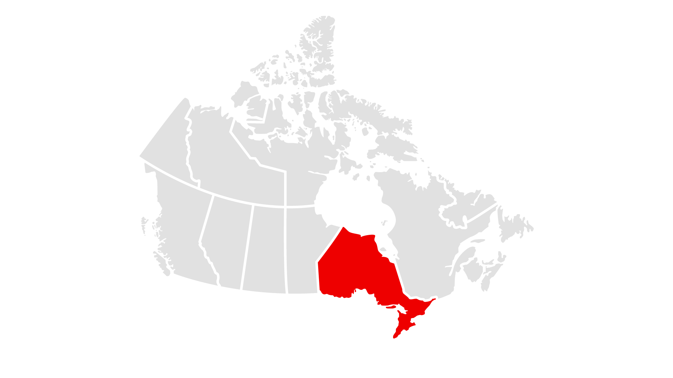 The outline of the map of Canada, with the province of Ontario shown in ...