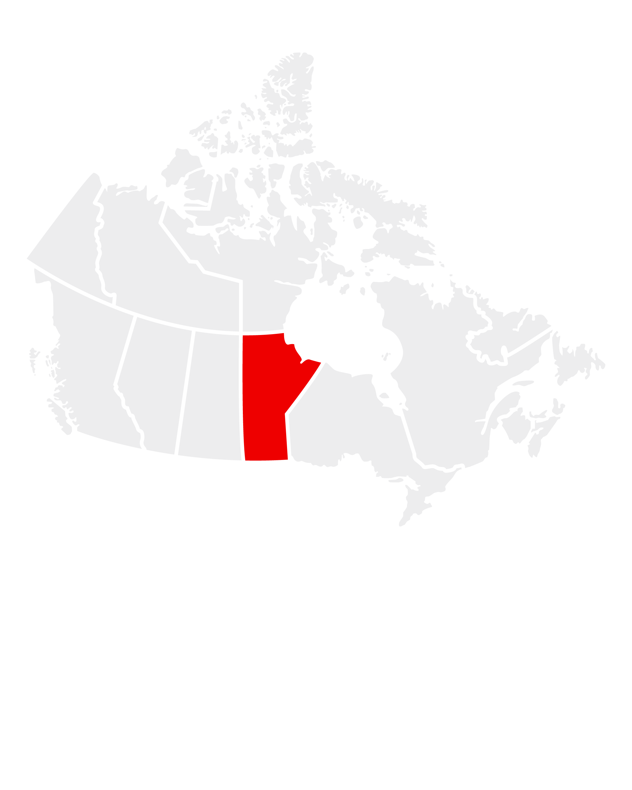 The outline of the map of Canada, with the province of Manitoba shown ...