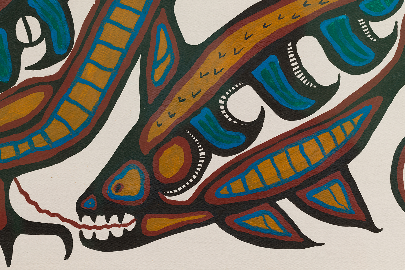 Gouache on Woodland-style paper in earth tones, depicting a sun, a duck ...
